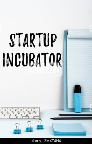 Hand writing sign Startup Incubator. Business overview Concept that can ...