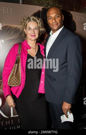 Colin Salmon and Fiona Hawthorne pose for photographers on the red ...