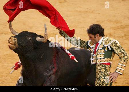 Spanish bullfighter Jose Tomas, one of the top Spanish 'matadors', is ...