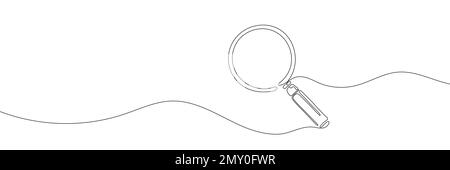 One continuous line illustration of magnifying glass. Continuous line ...