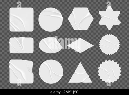 Realistic set of transparent stickers with peel off corners png ...