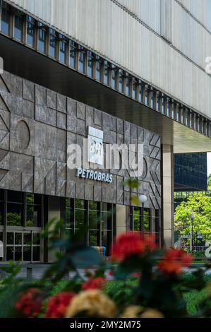 The facade and entrance of Petrobras headquarters building located at ...