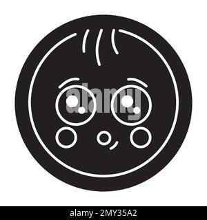 Interested round yellow character color line icon. Mascot of emotions ...