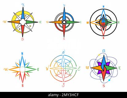 Set the wind rose in old retro style. Vector illustration Stock Vector ...