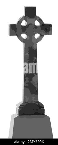 Old creepy headstone illustration on white background Stock Photo - Alamy