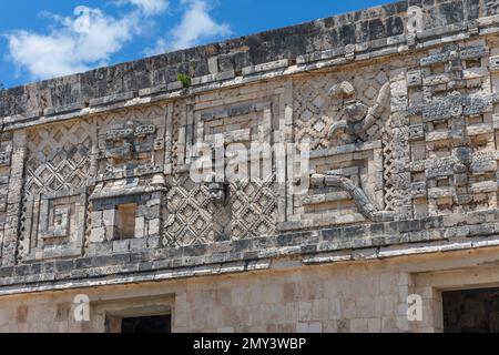 Mayan wall carvings at the Nunnery Quadrangle, Uxmal, Yucatan, Mexico ...