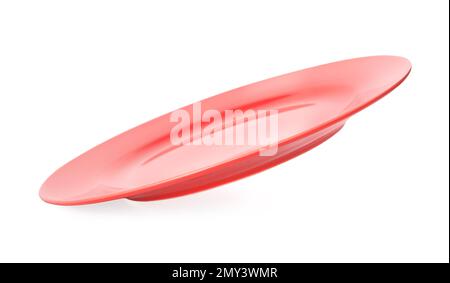 Clean empty red plate isolated on white Stock Photo - Alamy
