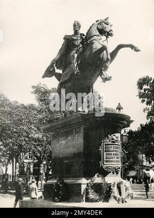 Caracas Venezuela. Equestrian statue of Simon Bolivar in Plaza Bolivar ...
