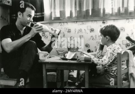 APOLLO 13, Tom Hanks, Miko Hughes, 1995, demonstrating the rocket Stock ...