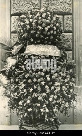 Traditional Italian catholic church funeral with wagon, procession and ...