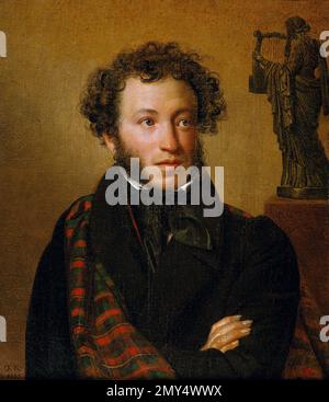 Portrait of Alexander Pushkin (1799-1837) 19th century Russia Stock ...