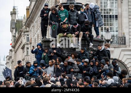 London, UK. 4 February 2023. Digga D, a drill rapper, makes a stealth ...