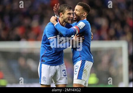 Rangers’ Borna Baraisic celebrates his teams 2nd goal during the cinch ...