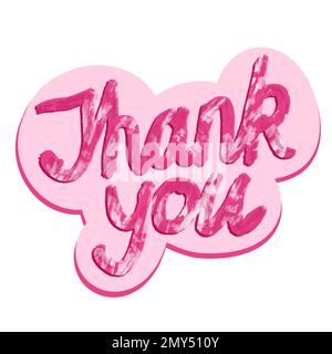 Hand drawn illustration of thank you words lettering phrase in ...