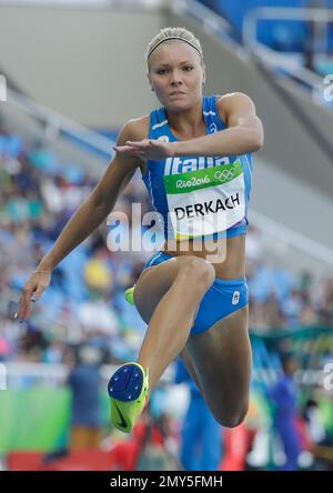 Dariya Derkach competes in the Women's Triple Jump during the Italian ...
