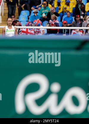 Great Britain's Jessica Ennis Hill reacts during the women's heptathon ...