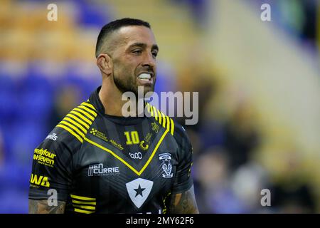 Paul Vaughan #10 of Warrington Wolves in action during the Betfred ...