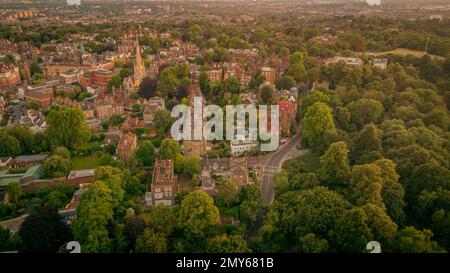 An aerial view of the Whitestone Walk, Hampstead with tall buildings ...