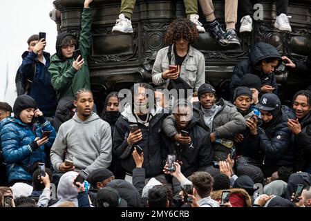 London, UK. 4 February 2023. Digga D, a drill rapper, makes a stealth ...