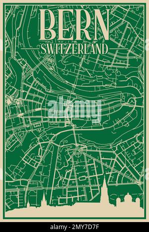 Bern, Switzerland famous Travel Sketch. Lineart drawing by hand ...