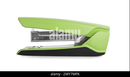 Green stapler isolated on white background Stock Photo - Alamy
