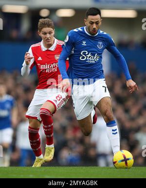Dwight McNeil of Everton with the ball during the Premier League match ...