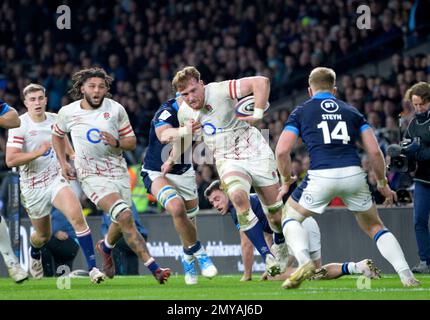 England's Ollie Chessum in action during the Guinness Six Nations match ...