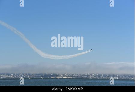 Large format panorama of the Blue Angels flying in formation over San ...