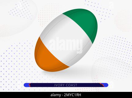 Flag of Ivory Coast on rugby ball. Round rugby icon with flag of Ivory ...