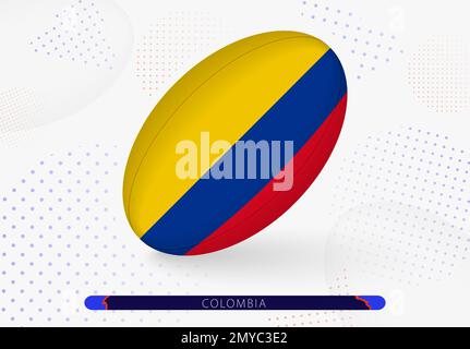 Flag of Colombia on rugby ball. Round rugby icon with flag of Colombia ...