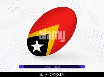 East Timor national team rugby ball on rugby stadium and goal posts ...
