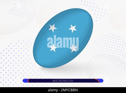 Flag of Micronesia on rugby ball. Round rugby icon with flag of ...