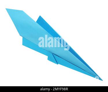Handmade light blue paper plane isolated on white Stock Photo - Alamy