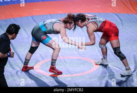 Karla Lorena GODINEZ GONZALEZ of Canada, bronze, attends an award ...