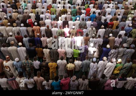 Nigerian Muslims offer prayers on the first Friday of Ramadan at the ...