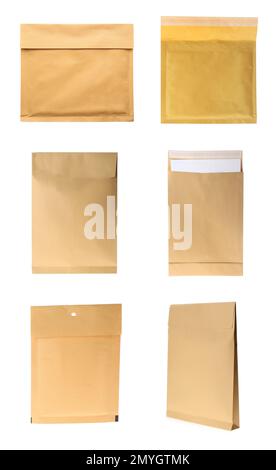 Collection of kraft paper envelopes for packaging design Stock Photo ...