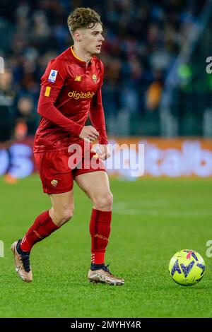 Roma’s Polish defender Nicola Zalewski controls the ball during the ...
