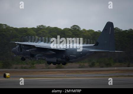 An AC-130J Ghostrider Gunship takes flight at Hurlburt Field, Fla., Feb ...