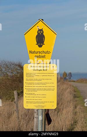 Schleswig-Holstein, nature reserve "Geltinger Birk", barrier, sign ...