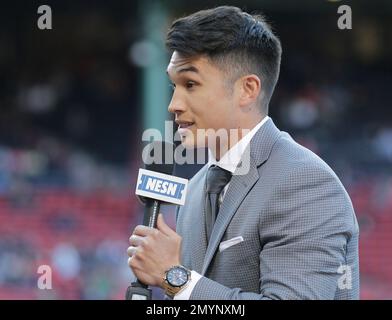 NESN sideline reporter Gary Striewski prior to a baseball game at ...