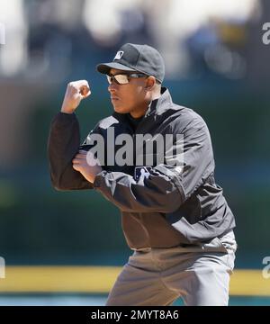Baseball umpire signals out Stock Photo - Alamy