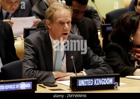 Britain's United Nations Ambassador Matthew Rycroft speaks during a ...