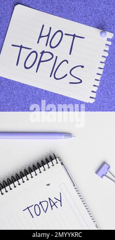 Hand writing sign Hot News. Business approach subject that experiences ...
