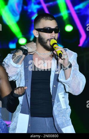 The singer Manuel Turizo during a concert at the Movistar Arena, on ...