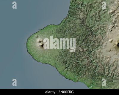 Taranaki, regional council of New Zealand. Colored elevation map with ...
