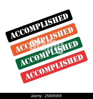 Set of Accomplished stamp symbol, label sticker sign button, text ...