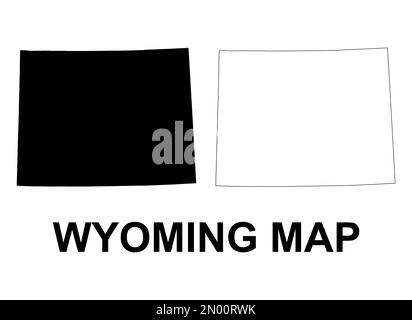 Set of Wyoming map shape, united states of america. Flat concept icon ...
