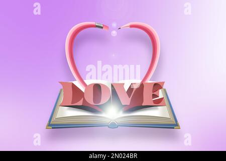 3d illustration of letter about valentines day in balloons isolated on ...