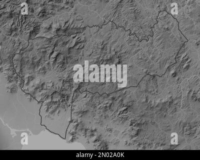 Boaco, department of Nicaragua. Grayscale elevation map with lakes and ...