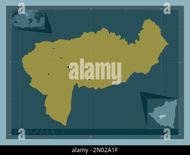 Boaco, department of Nicaragua. Solid color shape. Corner auxiliary ...
